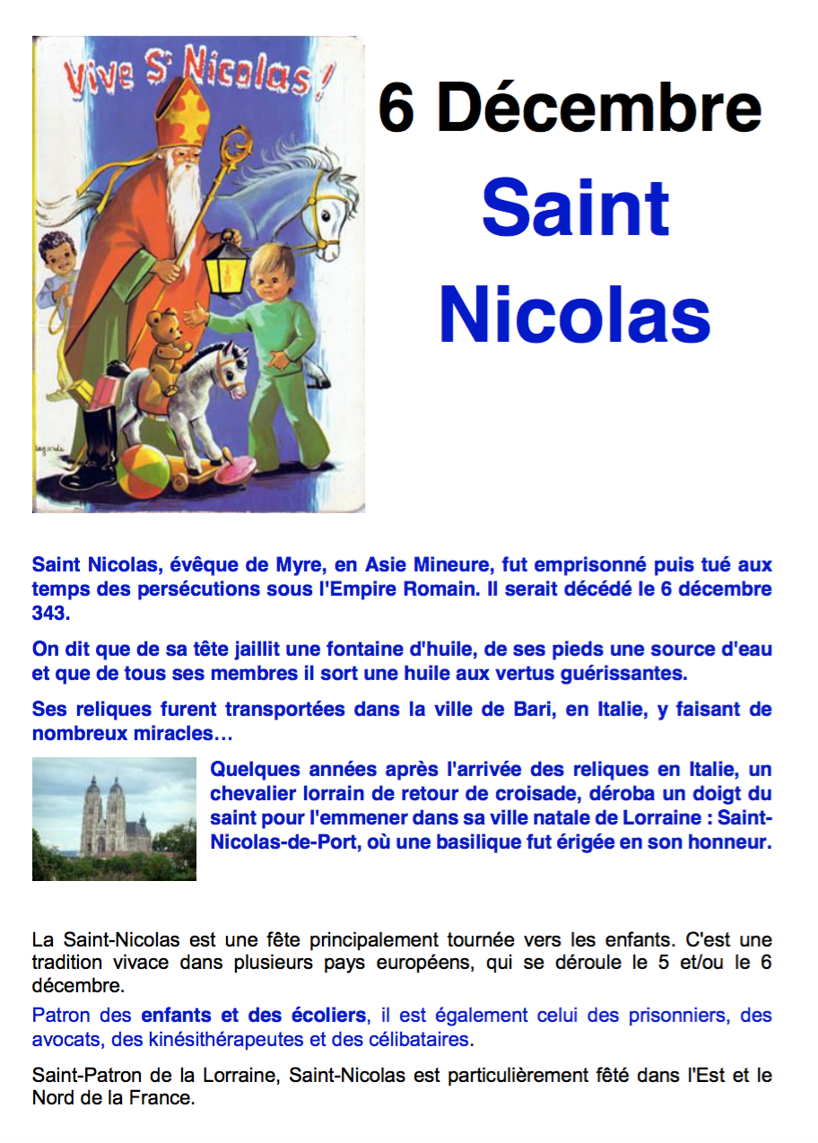 LA SAINT NICOLAS = 6 DÉCEMBRE… | Noz'infos