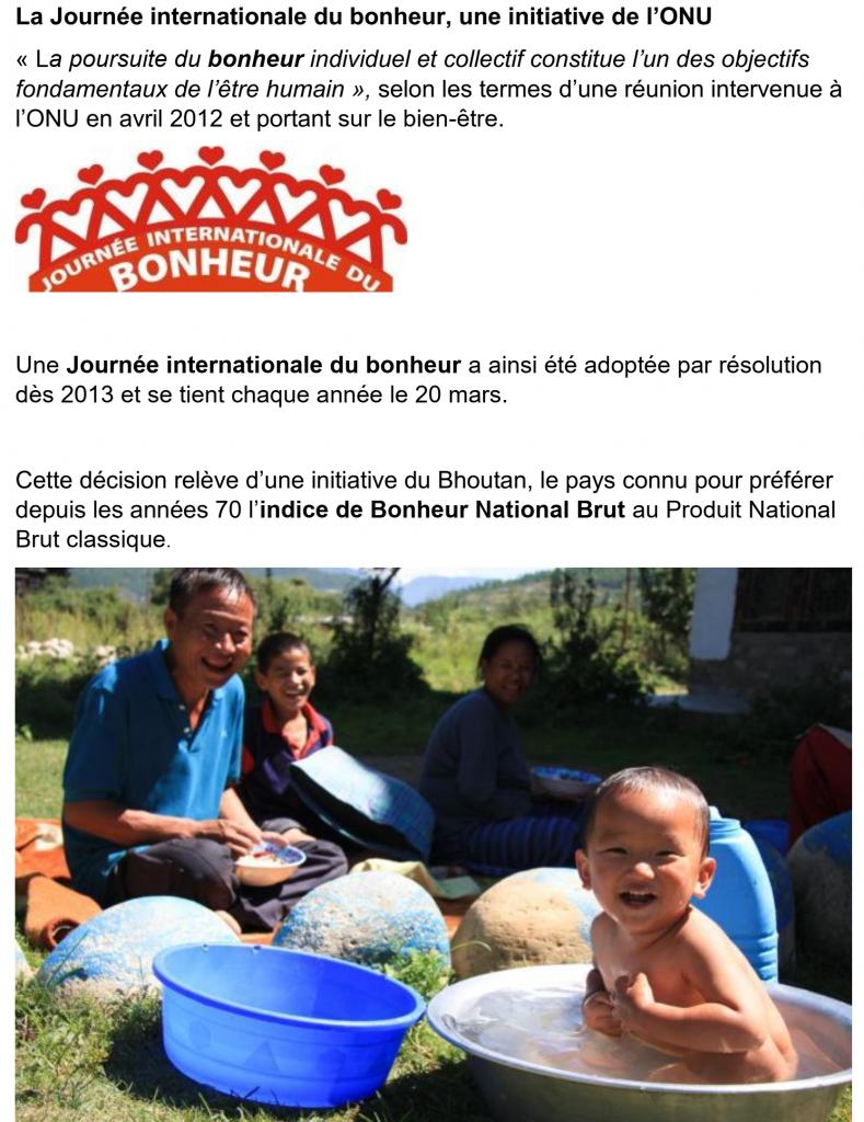 20 mars – journée internationale du bonheur | Noz'infos